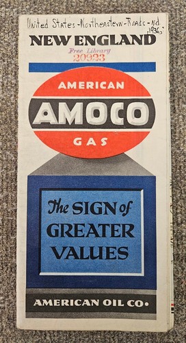 Vintage 1936 Amoco American Gas Oil New England Northeastern States ...
