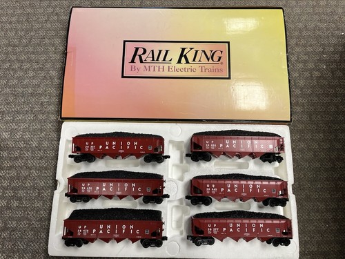 + MTH O Gauge RailKing Union Pacific Hopper w/ Coal Load 6 Car Set LNIB ...