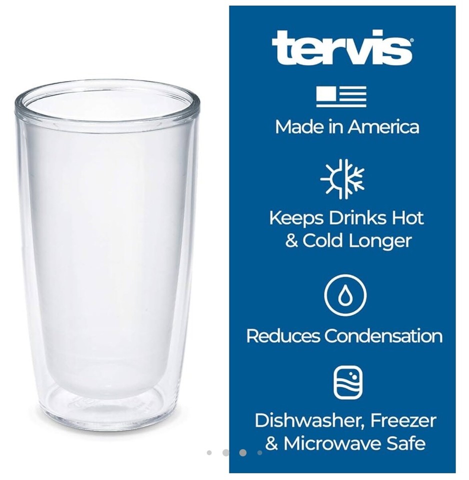 Tervis NAVY BLUE 16Oz Clear Flexible Straw w Handle Matching No Spill ...