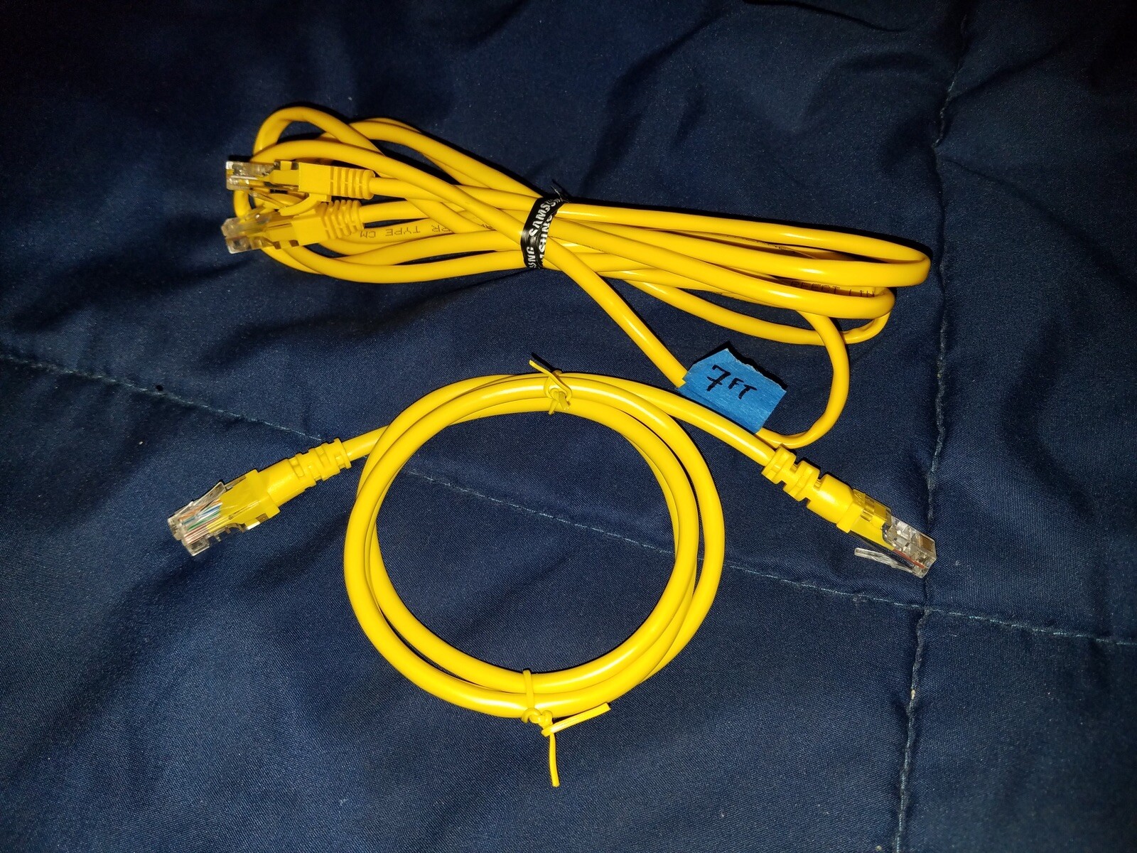 2 PACK CAT5e Ethernet Cable Lan Router Network RJ45 Internet Yellow ...