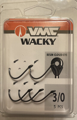 VMC Wacky Rig Extra Wide Gap Hooks - Choose Size 4/0 3/0 2/0 2 Resin ...