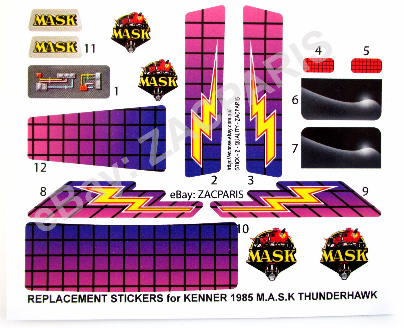 Stickers for KENNER M.A.S.K THUNDERHAWK Stickers Personalized with ...