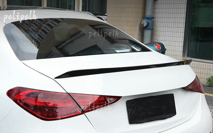 For Benz C-Class 22-23 ABS Black C63-Style Rear Spoiler Tail Trunk Lip ...