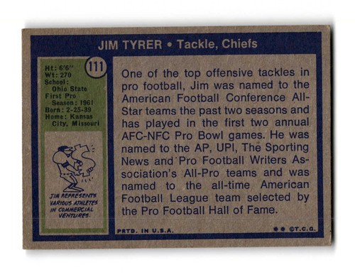 1972 Topps Jim Tyrer 111 | eBay