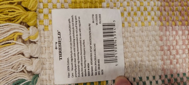 Threshold Area Rug 100 Cotton Multicolor Stripe W/fringe 20" X 34 ...