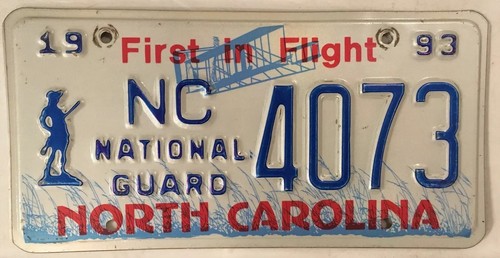 NC NATIONAL GUARD license plate military Reserve Pilot Plane Jet ...