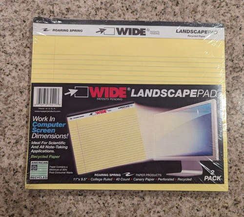Roaring Spring Wide Landscape Pad 11 X 9.5 40 Lined Sheets Canary 2 ...