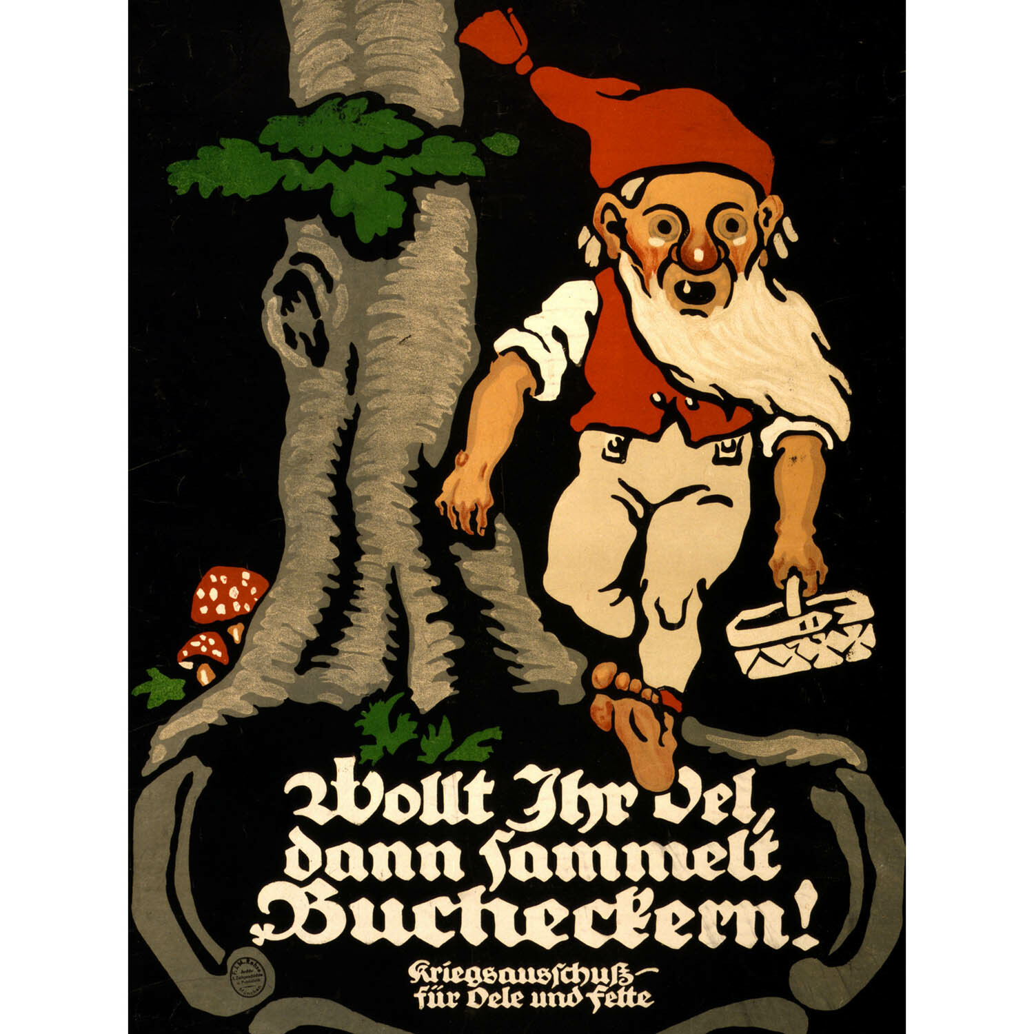 PROPAGANDA WAR WWI GERMANY BEECH NUT COLLECT GNOME FOOD PRODUCE POSTER ...
