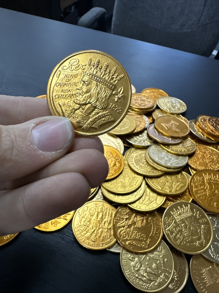 One Pound Krewe Of Rex Gold Aluminum Mardi Gras Doubloons 1962-1989 ...