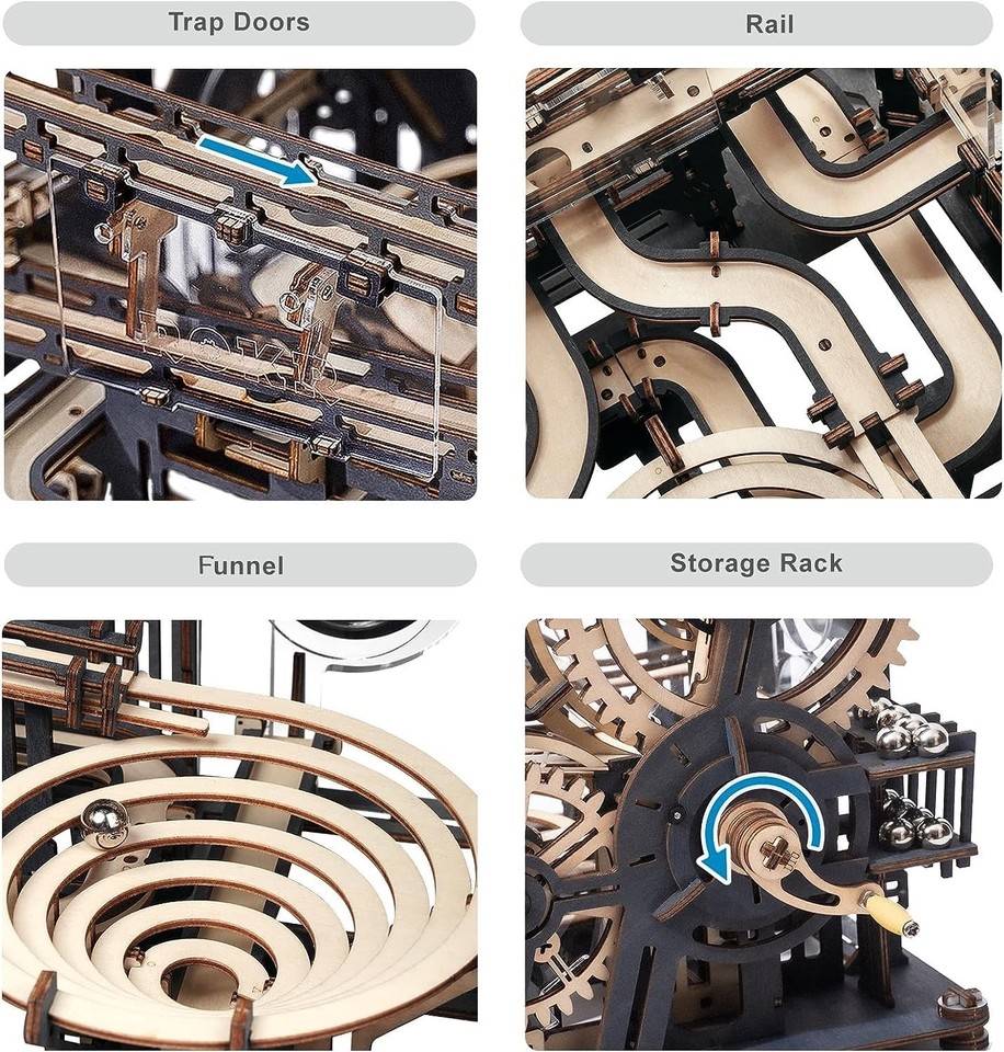 3D Wooden Puzzles for Adult, Marble Run Puzzle Model Mechanical Marble ...