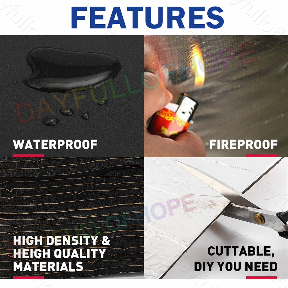 50 Sheets Sound Deadening Proofing Mat 24sq.ft Car Van Vibration ...