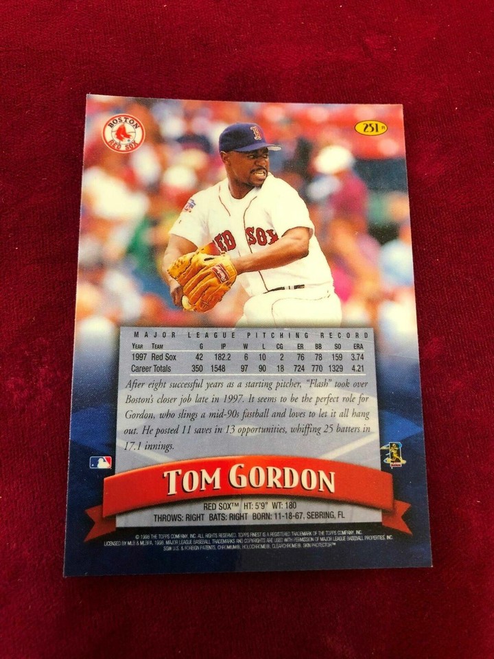 1998 Topps Finest TOM GORDON #251 Refractor Boston Red Sox *JN22 | eBay