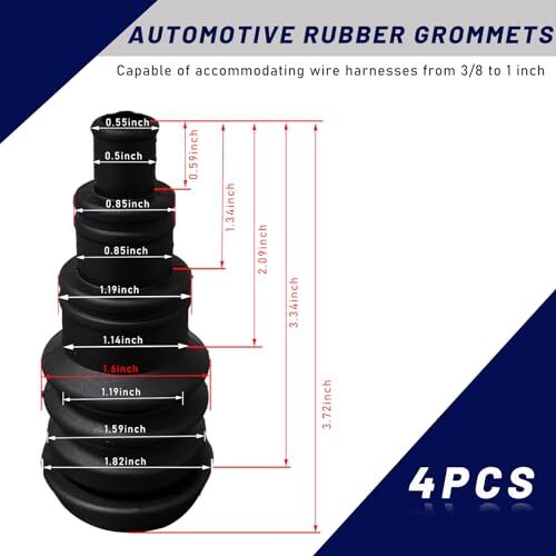 4 PCS Universal Firewall Boot, Rubber Grommets Can Accommodate 3/8 to 1 ...