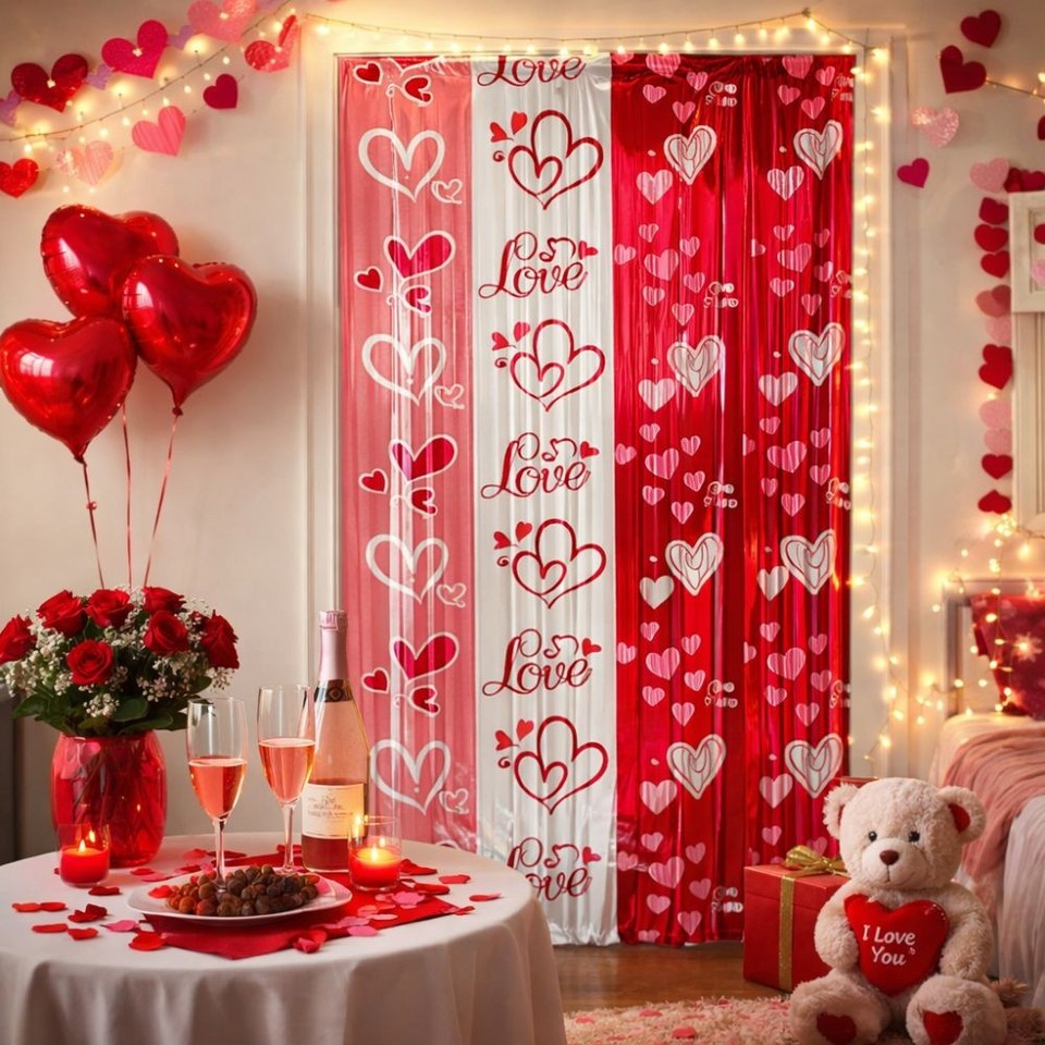Sparkling Valentine's Day Rain Curtain 1×2 cm Love Curtain Birthday ...