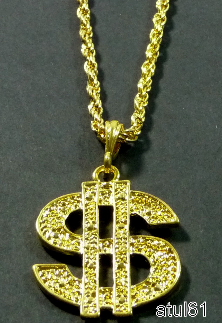 DOLLAR NY CROSS MEDALLION Necklace CHAIN HIP HOP Bling RAPPER GANGSTER ...