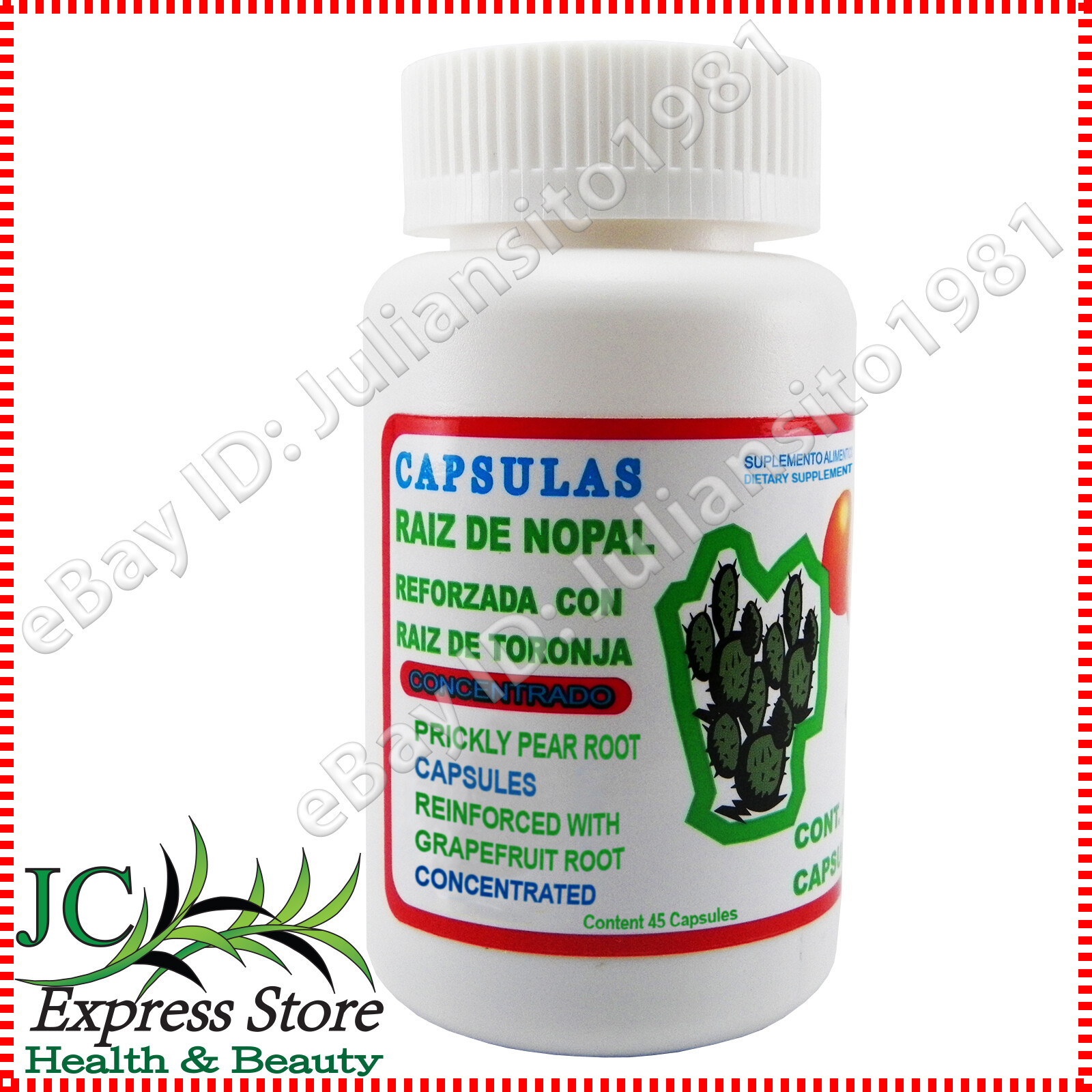 OTC Raiz De Nopal Con Toronja Root Cactus With Grapefruit 45 Capsules ...
