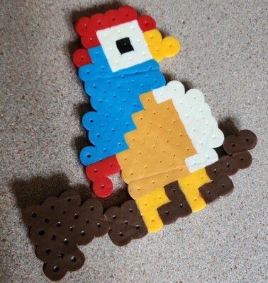 6" Parrot Embroidery Perler Beads Art Colorful Bird on Limb 8 Bit | eBay
