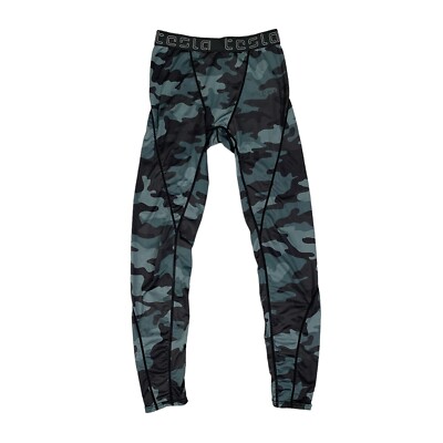 Tesla Leggings Mens Small Gray Camo Compression Base Layer Cool Dry ...