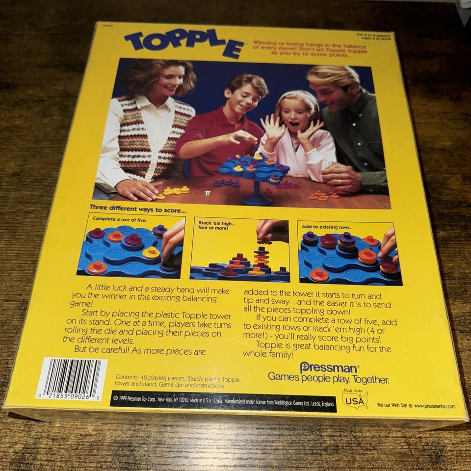 Topple Board Game Vintage 1999 Pressman Balancing Game 100% NEW ...