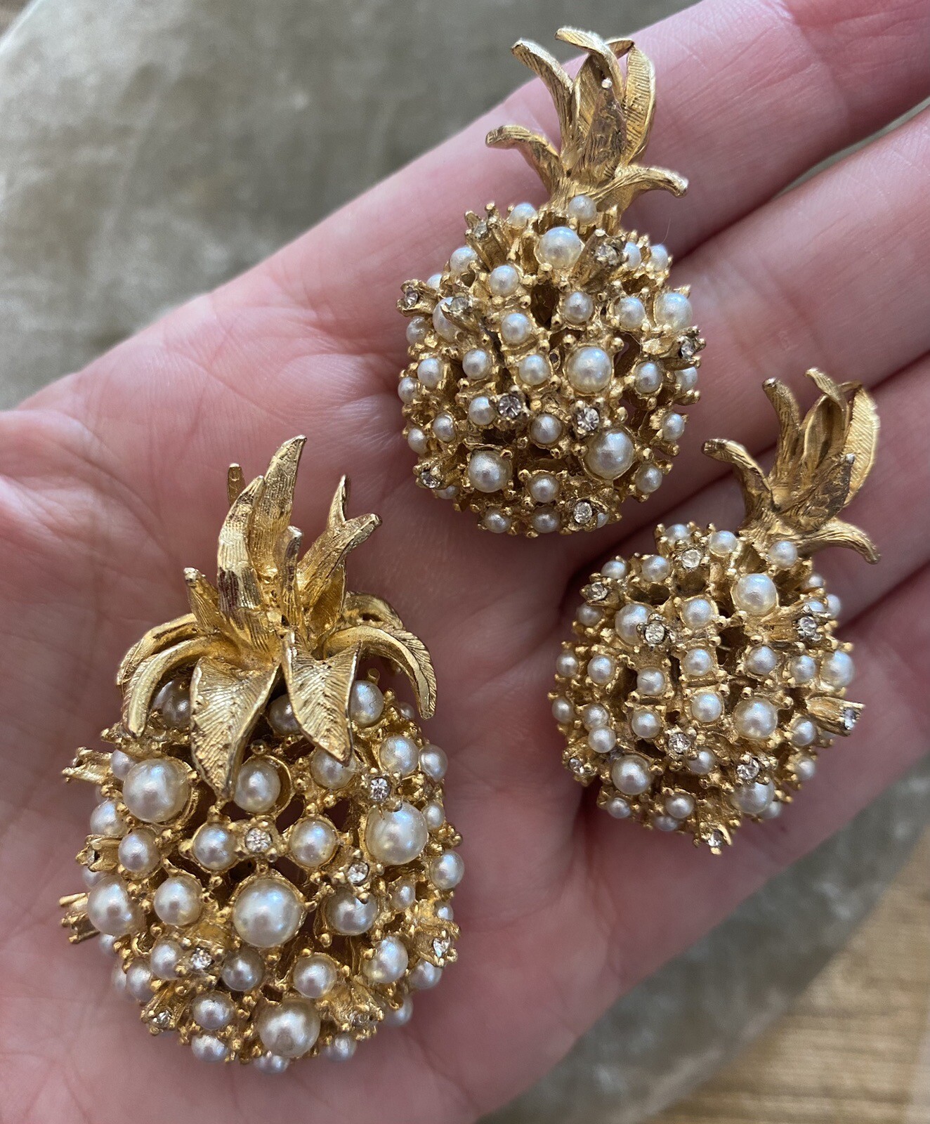 Vintage Alice Caviness Pineapple Pearl & Rhinestone B… - Gem