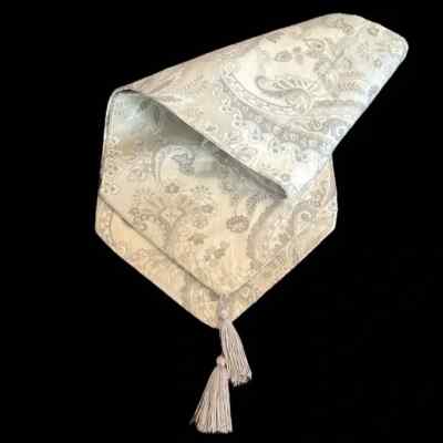 Table Runner Fine Linen Cream Gray Paisley Tasseled Waterford 70" | eBay