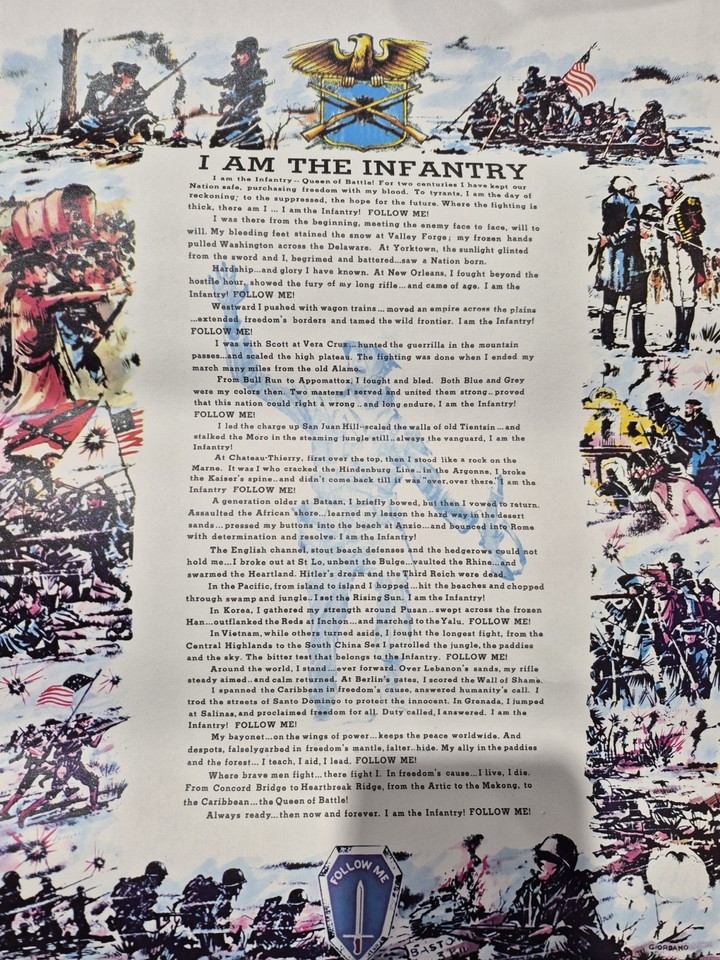 Lot of 7 Vintage "I Am The Infantry" US Military Army Poster Creed Art ...