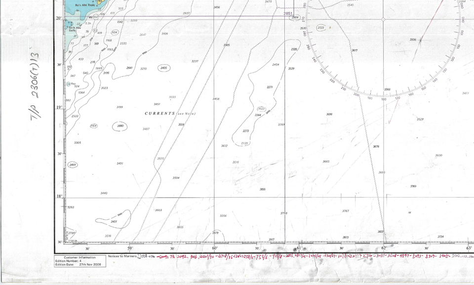 707 Arabian Sea Mumbai To Muscat Map Chart Maritime Marine Wall Paper ...