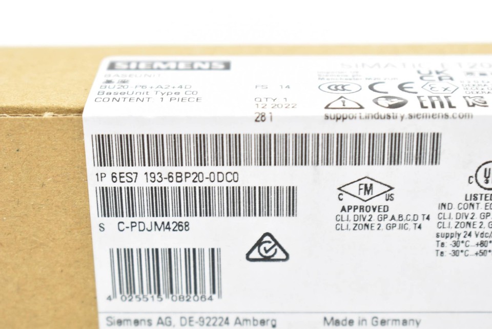 Siemens Simatic ET200SP Baseunit 6ES7193-6BP20-0DC0 ( 6ES7 193-6BP20-0DC0 ) E14 | eBay