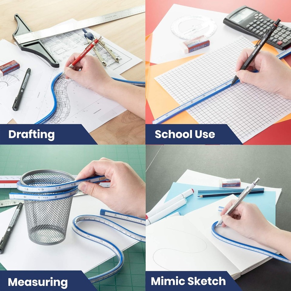 Pacific Arc Flexible Curve Graduated 24 Inch Ruler with Inking Edge ...
