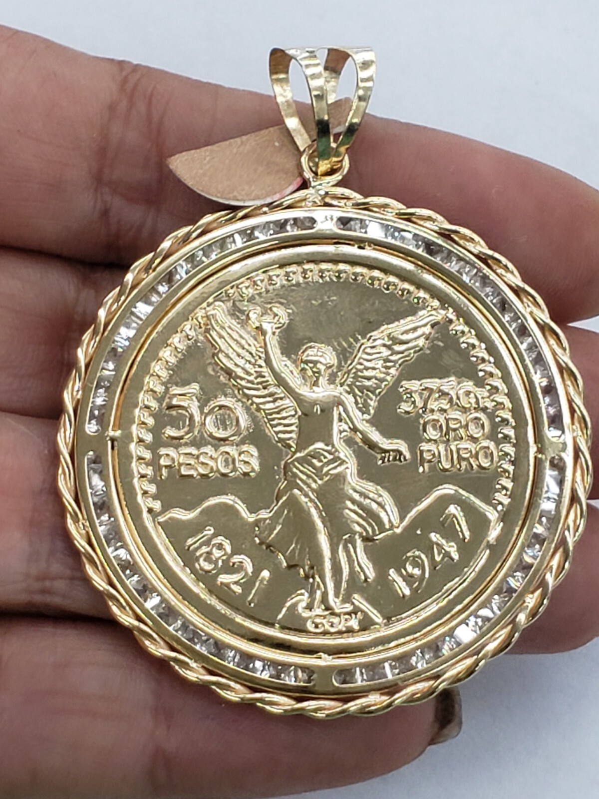 14k solid gold thinner 50 pesos centenario Coin Bezel Frame pendant | eBay