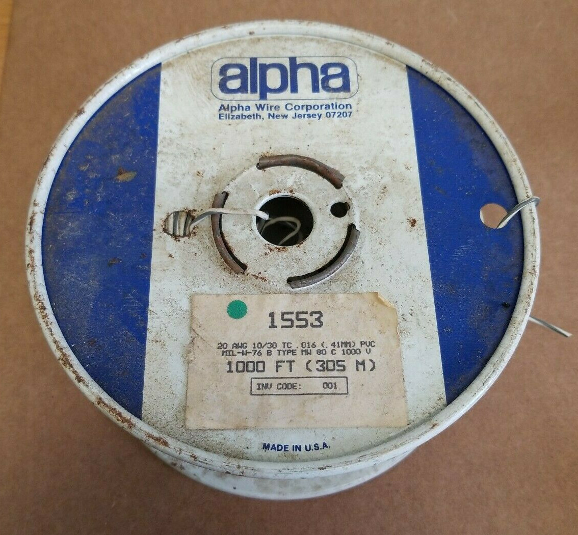 Alpha Wire Roll 1553WG001 #20- 10/30 Wire Type MW MIL-W-76B 1000 FT ...