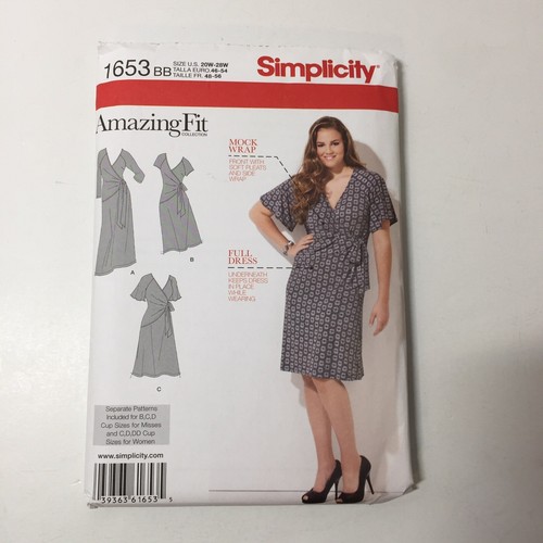 Simplicity 1653 Size 20W-28W Women's Knit Dress in 2 Lengths & C D DD ...