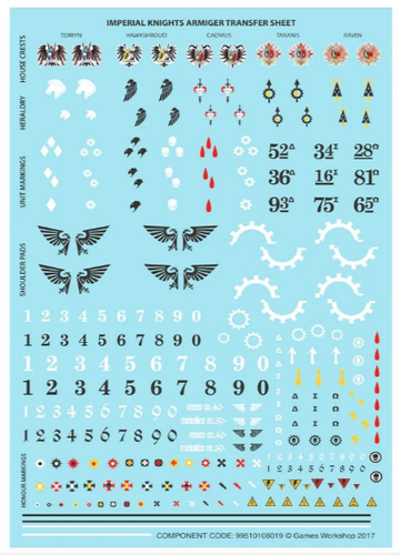 Imperial Knights Armiger Adeptus Mechanicus Transfer Decal Sheet ...