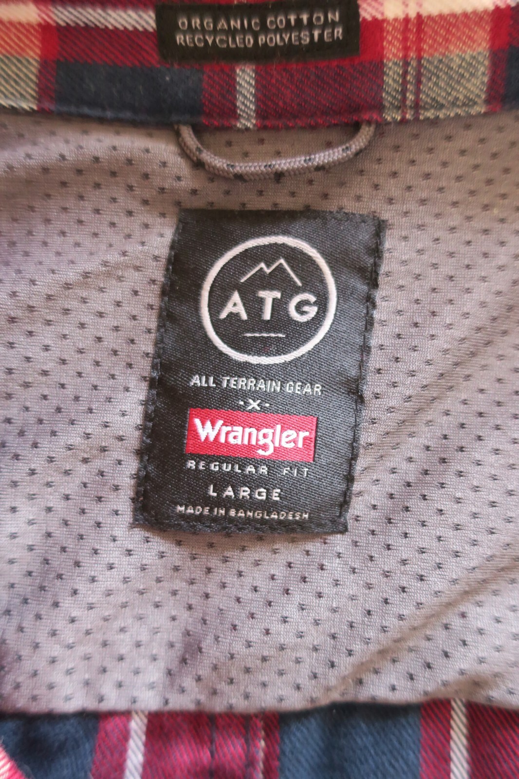 Wrangler ATG All Terrain Gear Elbow Patch Plaid Long … - Gem