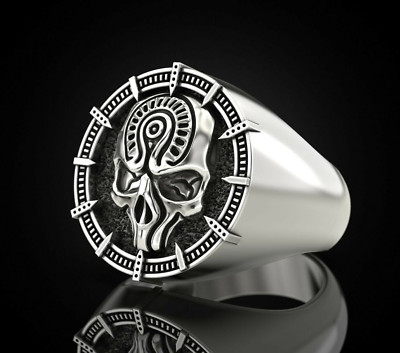 UFO Alien outlandish strange skull 925 sterling Silver biker rider Ring ...