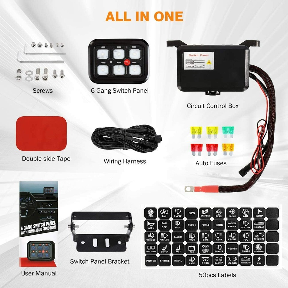 Auxbeam BC60 6 GANG LED SWITCH PANEL OFF ROAD LIGHT CONTROLLER for Ford ...