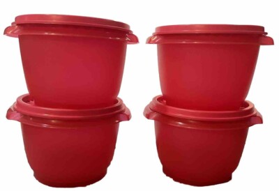 Tupperware Servalier Bowls WATERMELON~20 oz Classic Starburst One Touch ...