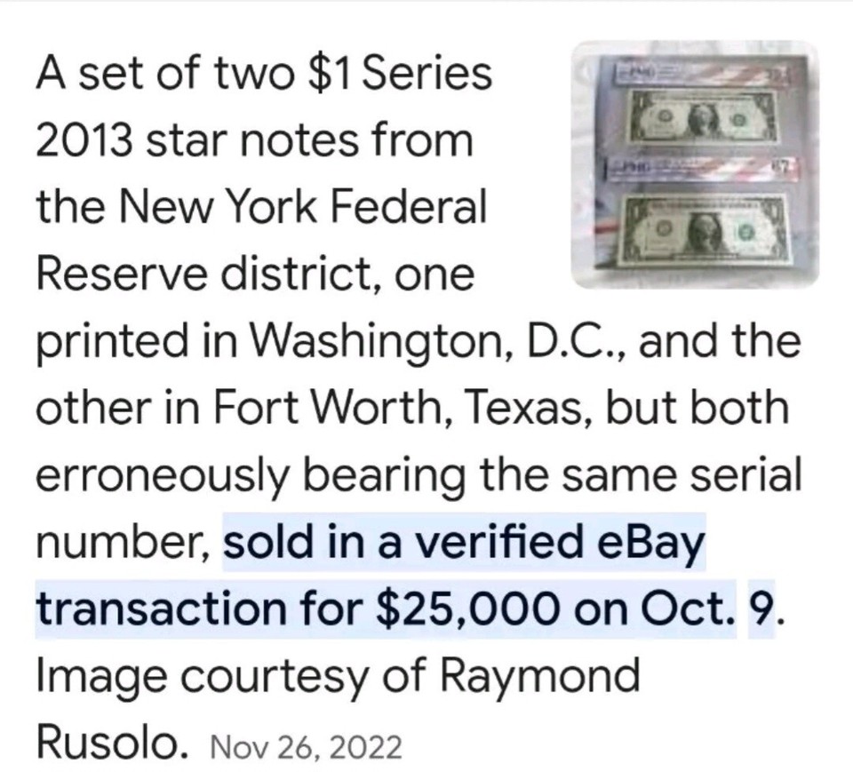 2013 - $1 Dollar Duplicate B Series Error Star Note - Extremely Rare ...