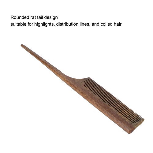 Wood Rat Tail Comb Handmade Round Teeth Prevents Tangles Sandalwood ...