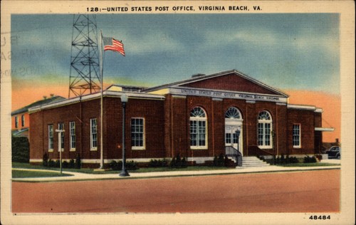 United States Post Office Virginia Beach Virginia vintage postcard y489 ...