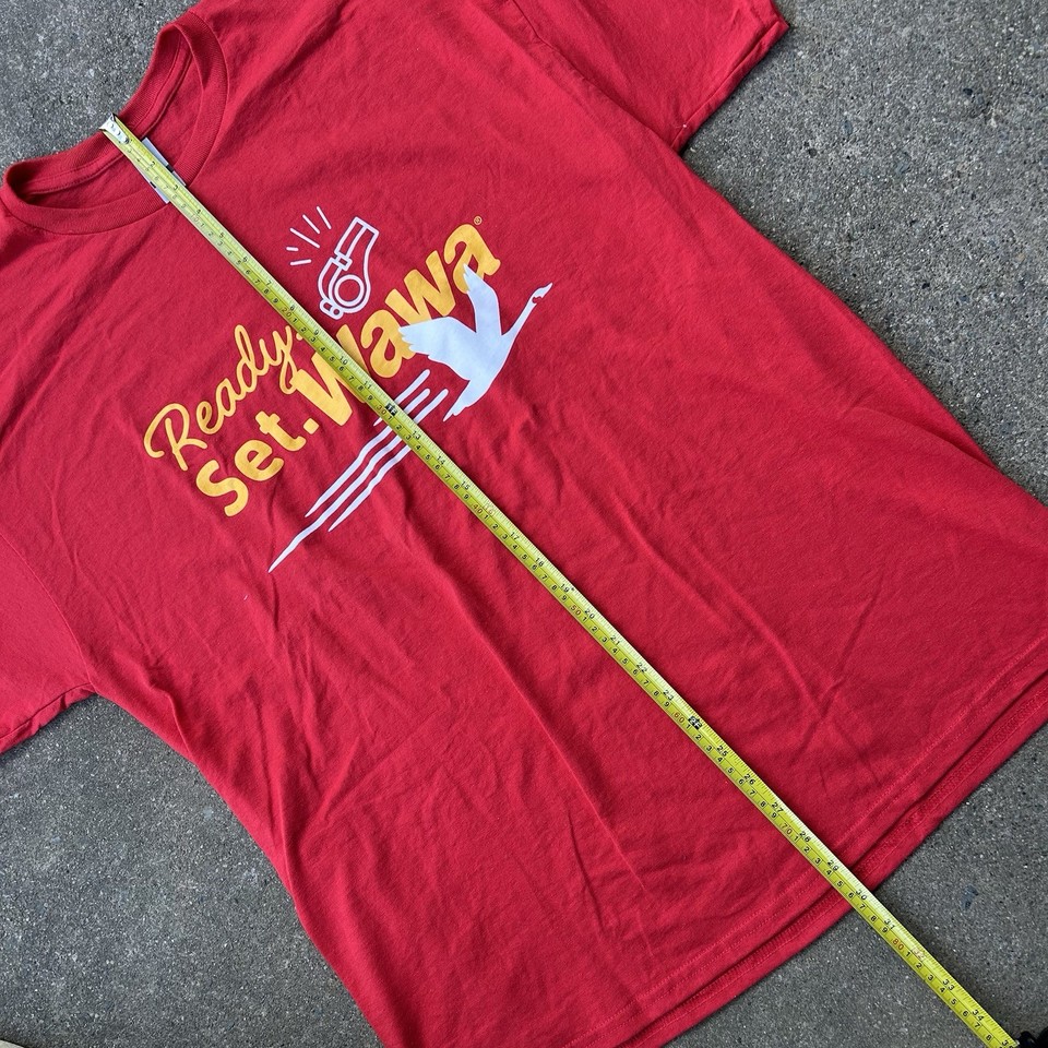 Men's XL Wawa Employee Logo Red Graphic Print T Shirt Retro Gas Station ...