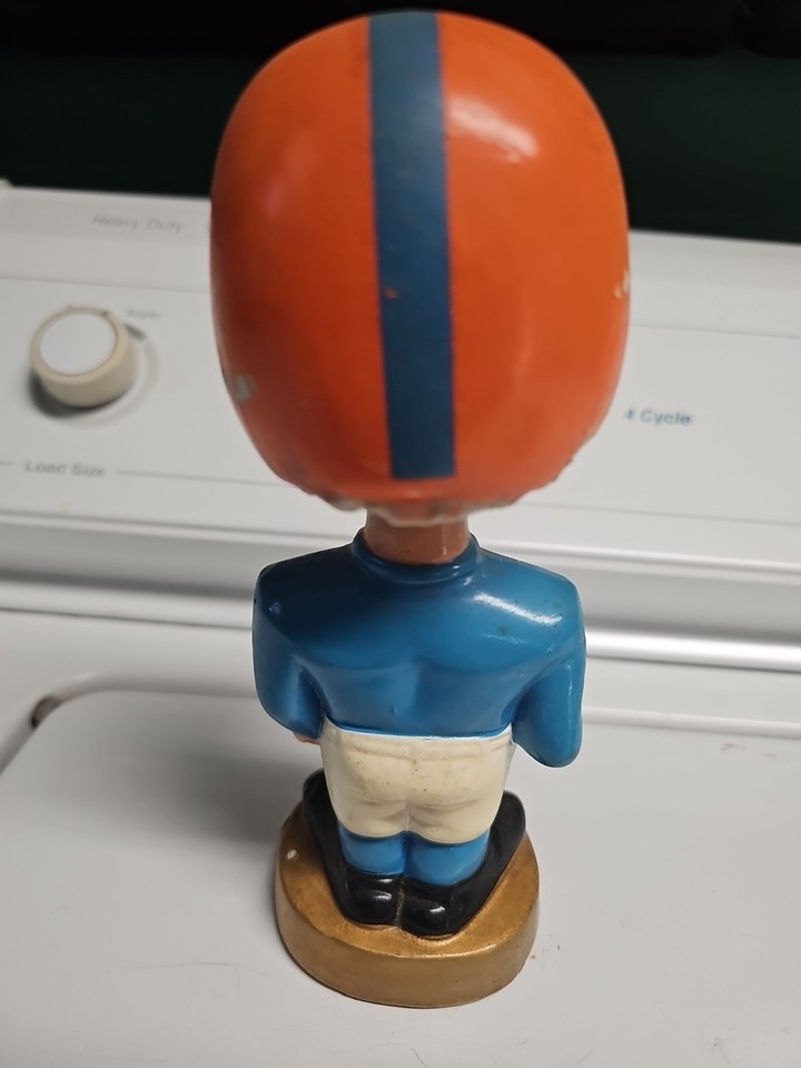 Vintage 1960s Football Nodder Bobblehead Orange & Blue Toes Up gold ...