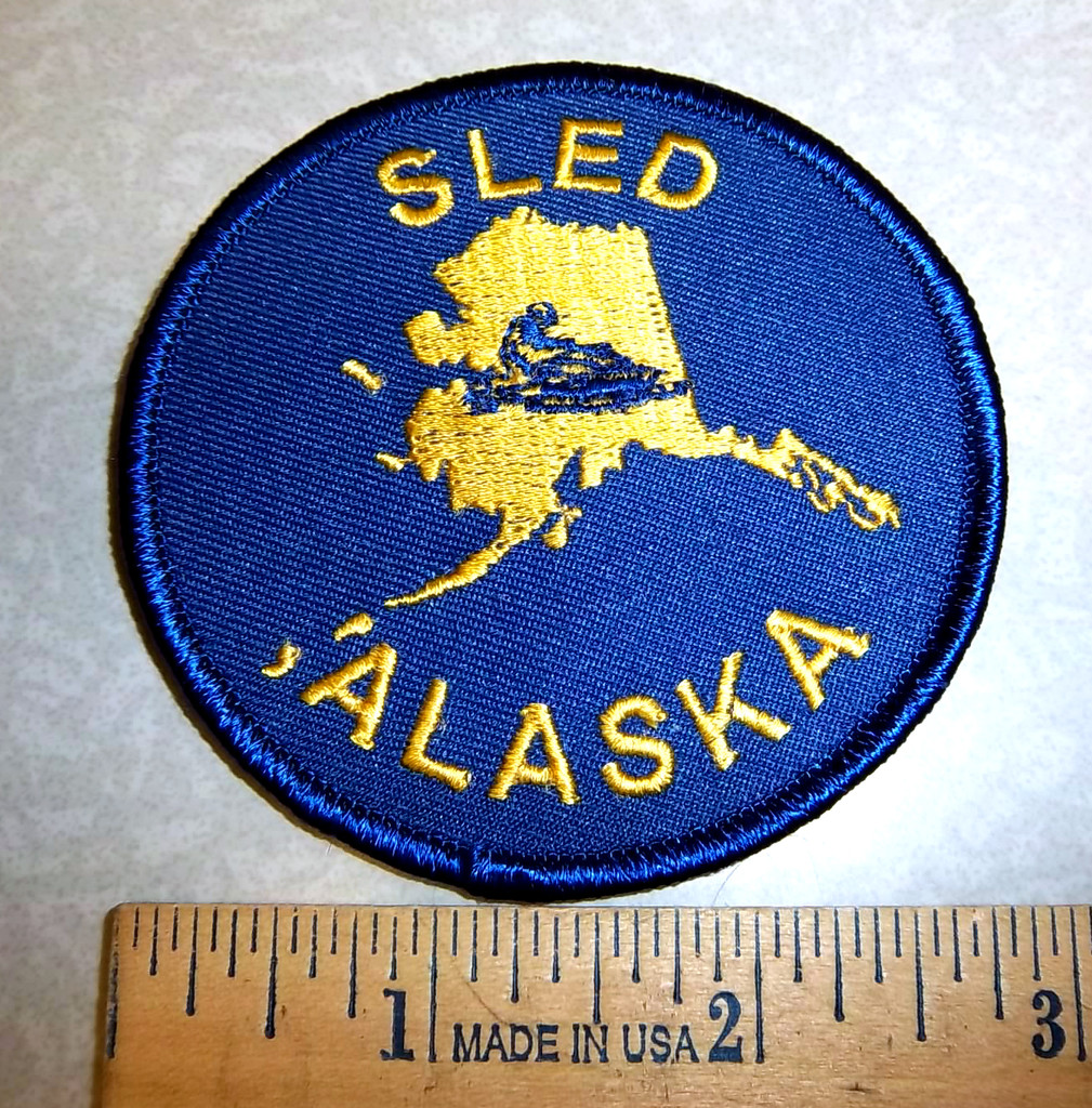 Sled Alaska Embroidered patch with snowmobile inside state New & Never ...