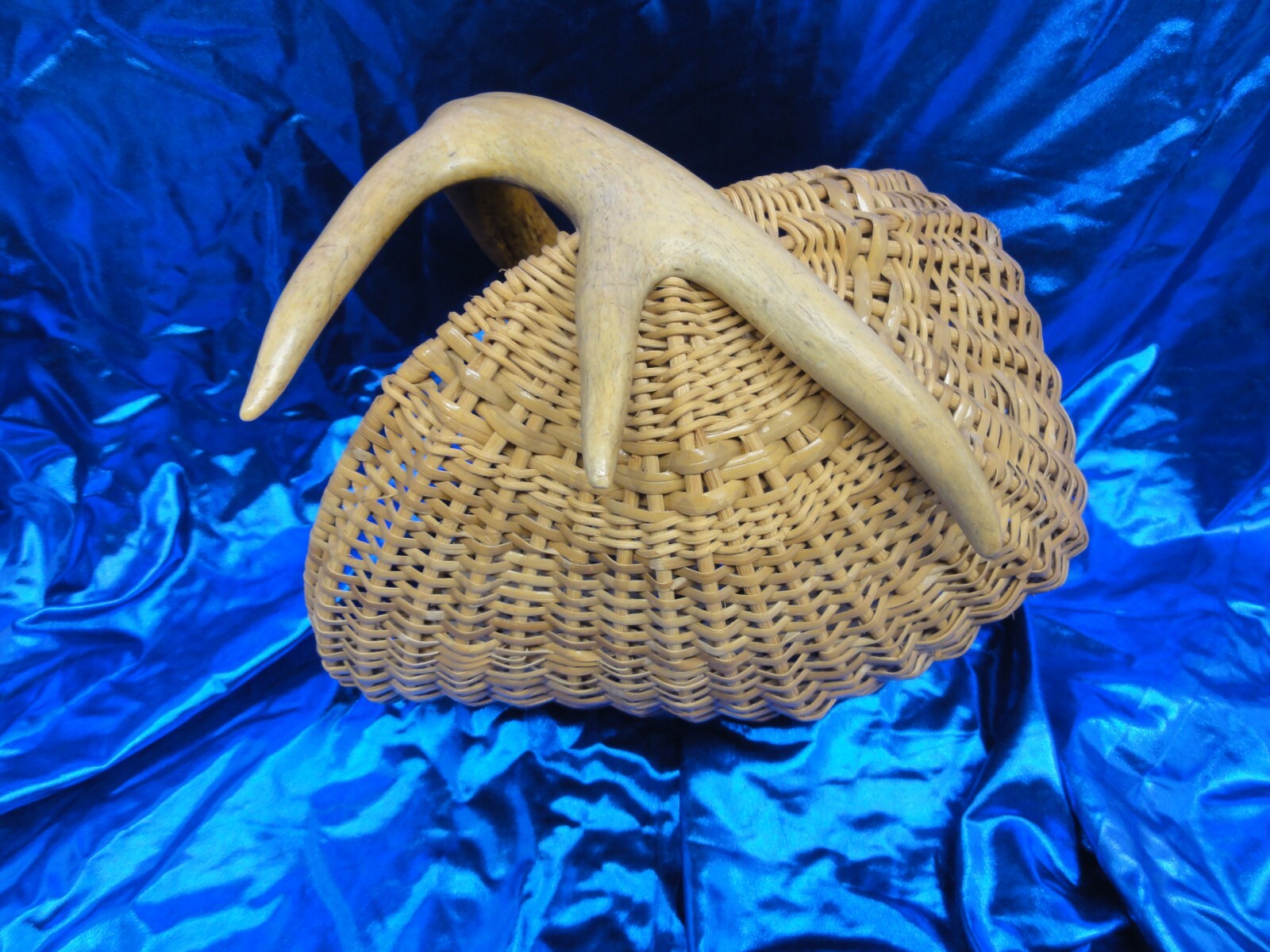 Handmade Deer Antler and Wicker Basket by Nancy Hoffman Large Size | eBay