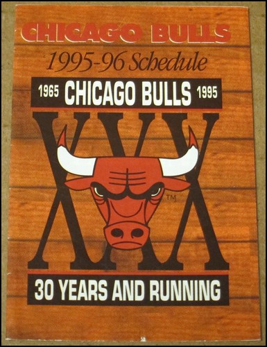 1995-96 Chicago Bulls Pocket Schedule 1996 NBA Champs 72 W MGD Michael ...