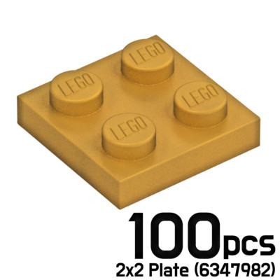 LEGO Lot of 100 PLATE 2X2 Warm Gold Color 6347982 3022 | eBay