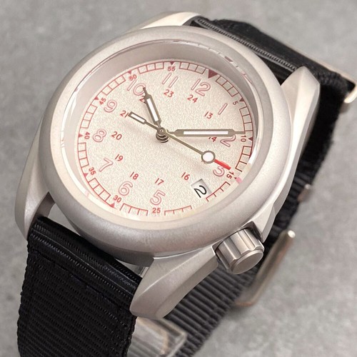 40mm Military Men's Field Watches White Matte Dial Sapphire NH35 200m ...