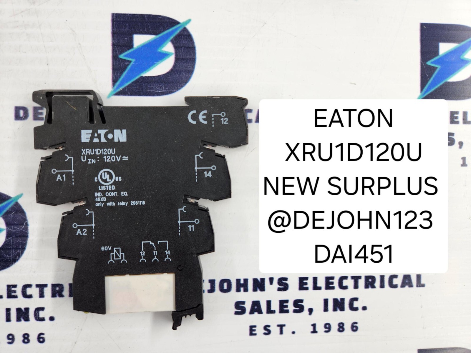 EATON XRU1D120U STANDARD TERMINAL BLOCK RELAY, 6A, 120VAC, 110VDC, NEW ...