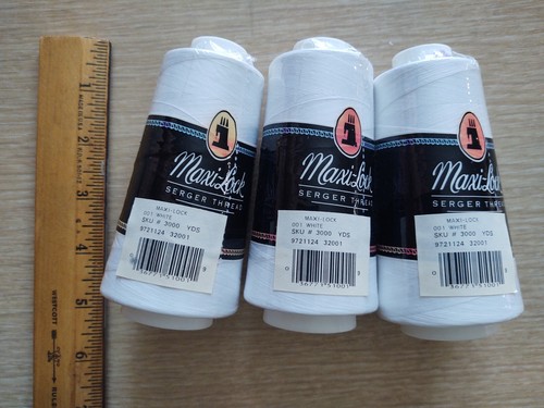 White Serger Thread - 3 Cones of Maxi-Lock - 3000 Yards Each - A Sewing ...