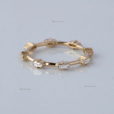 3x1.5mm, 0.54ct Baguette Diamond Distance Band Ring in Solid 14k Yellow ...